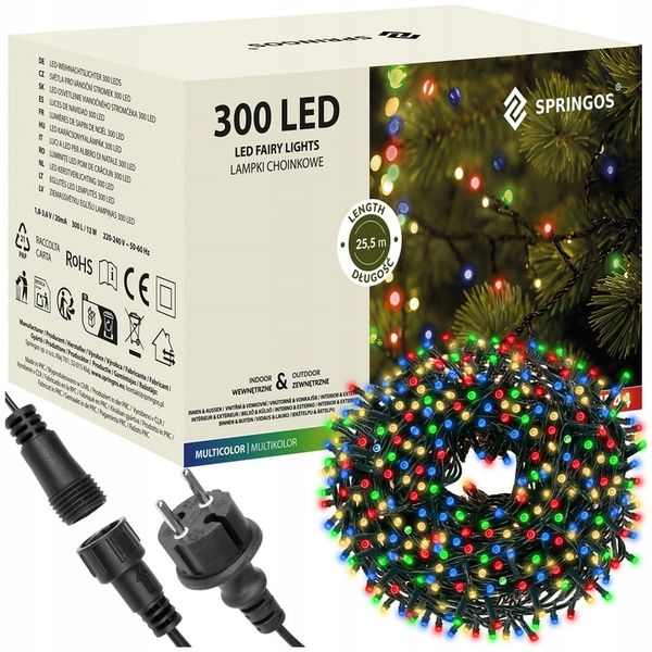 Kup LAMPKI CHOINKOWE 300 LED 20m ZEWNĘTRZNE GRUBE STAŁE ŚWIATŁO ...