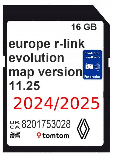 KARTA Z MAPĄ RENAULT R-LINK TOMTOM EVOLUTION LIVE 2024/2025 11.25 EU ...