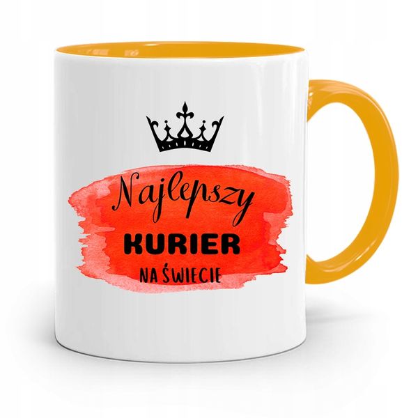 Kubek Żółty Dla Kuriera Najlepszy Na Świecie Z Nadrukiem Ze Zdjęciem - Arena.pl