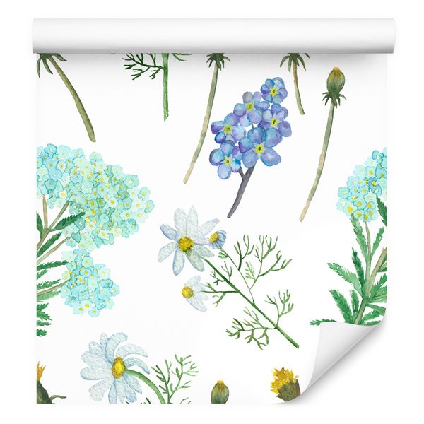 Tapeta do jadalni dzikie kwiaty zioła polne liście - Arena.pl