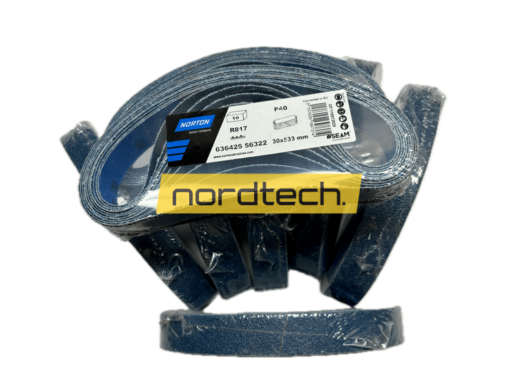 Wąska bezkońcowa taśma ścierna Norton 19 x 457 R929 P40 - 10 sztuk ...