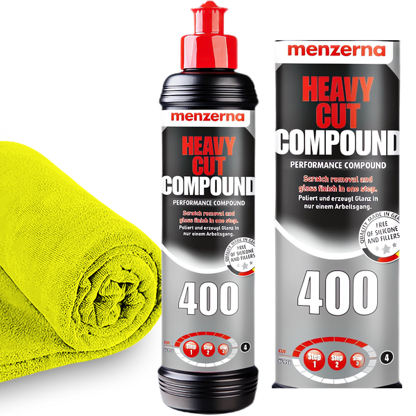 Menzerna HCC 400 Heavy Cut 250ml Mocno Tnąca Pasta Polerska Mikrofibra ...