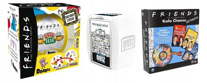 3w1 ZESTAW FRIENDS DOBBLE +QUIZ +RULETKA gra planszowa +karty ...