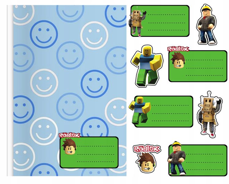 NAKLEJKI NA ZESZYT ZESZYTY NALEPKA 8szt - ROBLOX WZORY Z GIER + GRATIS ...