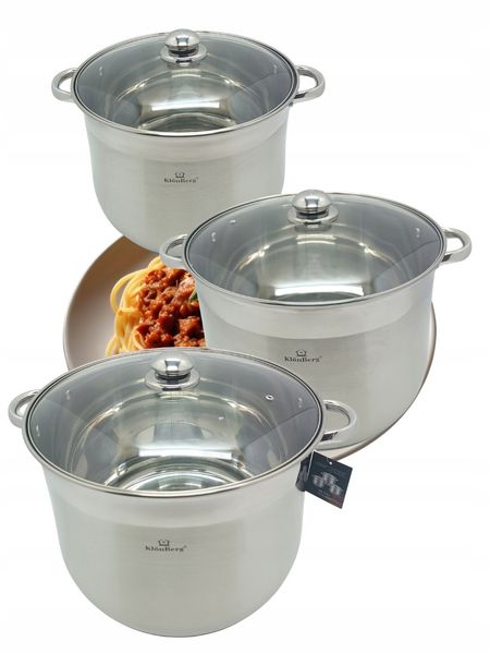 KOMPLET GARNKÓW ZE STALI NIERDZEWNEJ 17L 20L 23L GAZ INDUKCJA 6 EL KlönBerg - Arena.pl