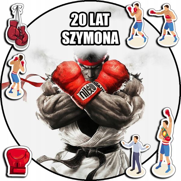 OPŁATEK NA TORT 30CM - BOKS BOKSERZY HOBBY + IMIĘ + GRATIS! 24CM 26CM ...