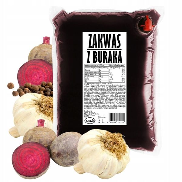 ZAKWAS Z BURAKA z czosnkiem i zielem angielskim 100% tłoczony 3L NFC - Arena.pl