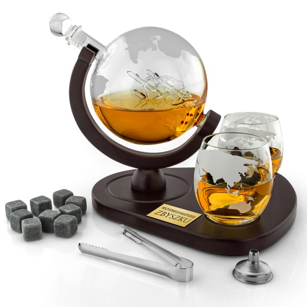 Kup ZESTAW DO WHISKY KARAFKA GLOBUS + szklanki GRAWER PREZENT NA ...