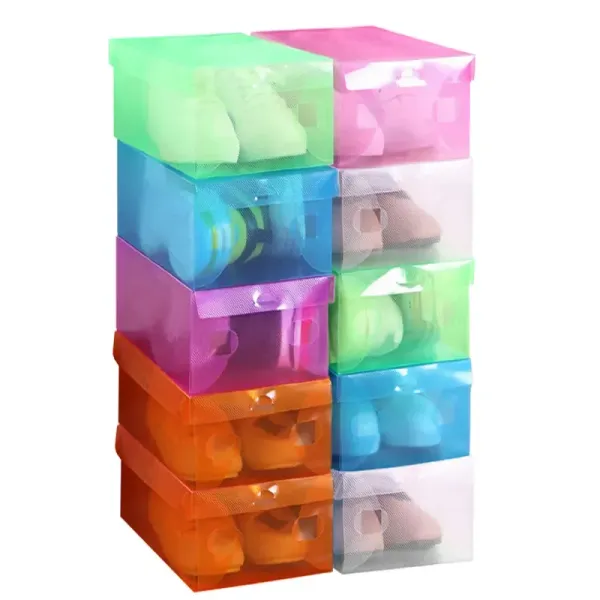 Pudełka 10szt na buty organizer na obuwie wielokolorowe przezroczyste ...