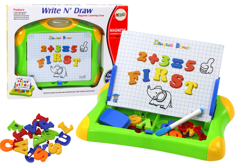 Tablica Edukacyjna Magnetyczna Literki Cyferki Pisak Gąbka - Arena.pl