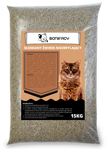 ŻWIREK SŁOMIANY NIEZBRYLAJĄCY BONIFACY DLA KRÓLIKÓW CHOMIKÓW KOTA 15kg ...