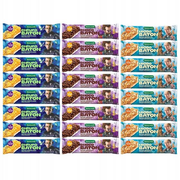 Bakalland Choco Miodo Chrupo Baton zbożowy śniadaniowy 24x25g mix KLEKS ...