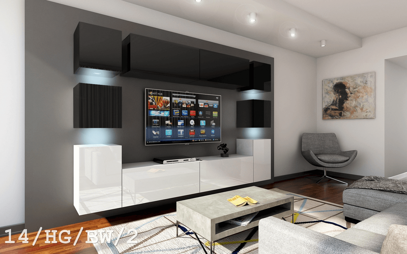 Nowoczesna Meblościanka Salon Rtv Zestaw Meble NAPOLI C14 połysk - Arena.pl