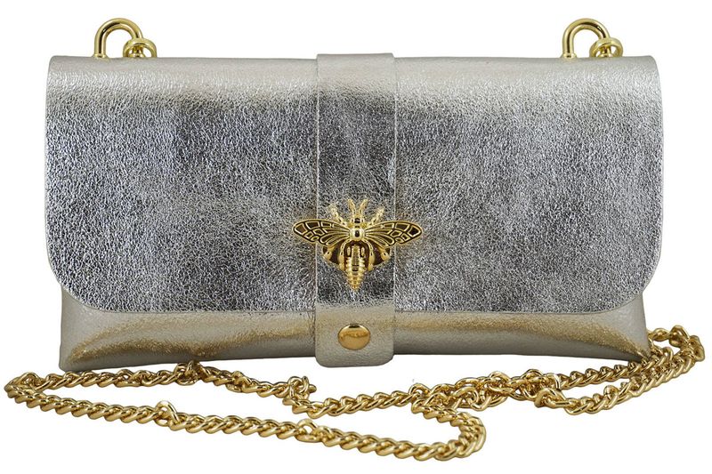 Torebki wizytowe metalizowane - Srebrne - Arena.pl