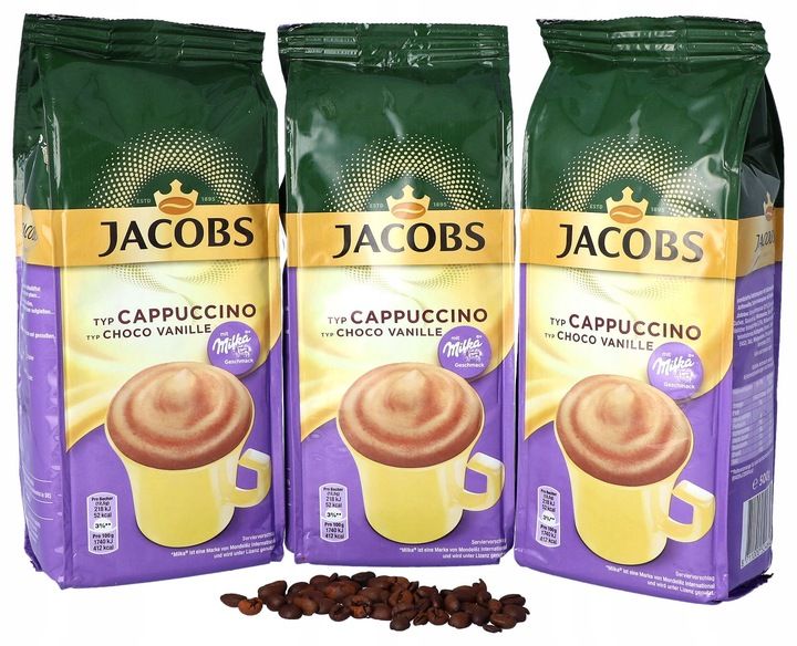 Kup 3 x Jacobs Milka Kawa Cappuccino Choco Waniliowa 500g Czekoladowa ...