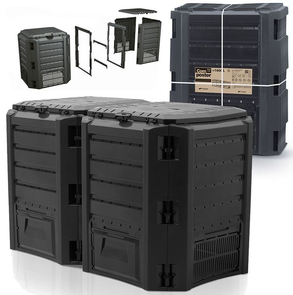 Kompostownik modułowy dwukomorowy 800L czarny - Arena.pl