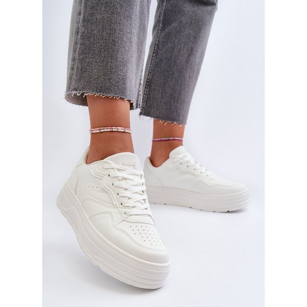 Sneakersy Damskie Na Platformie Białe r.39 - Arena.pl