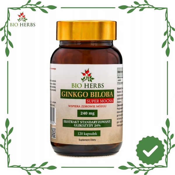 Ginkgo biloba 240mg 120szt pamięć koncentracja forte moc witalność ...