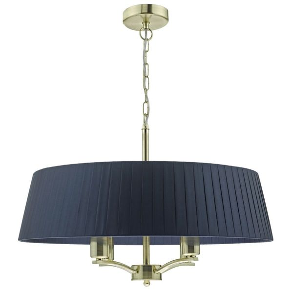 Żyrandol z abażurem Cristin CRI0423 Dar Lighting vintage mosiądz ...