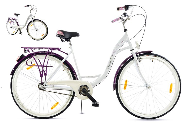 HIT! ROWER MIEJSKI KANDS SEVILLA 28" BIAŁO-FIOLETOWY RAMA 19"! +KOSZ ...
