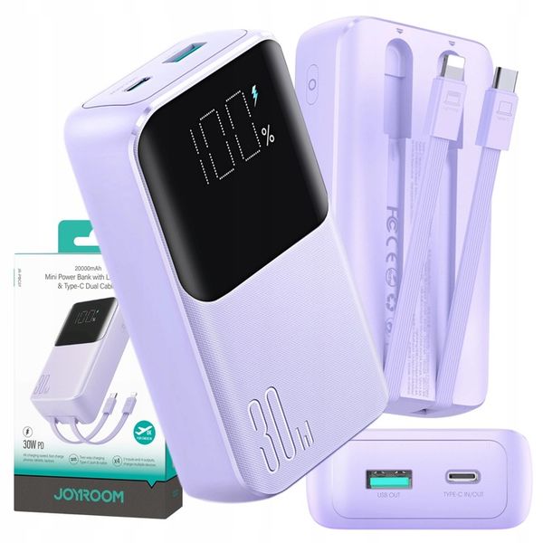 Kup POWERBANK 20000 mAh MINI POWER BANK 30W Z WBUDOWANYMI KABLAMI DO ...