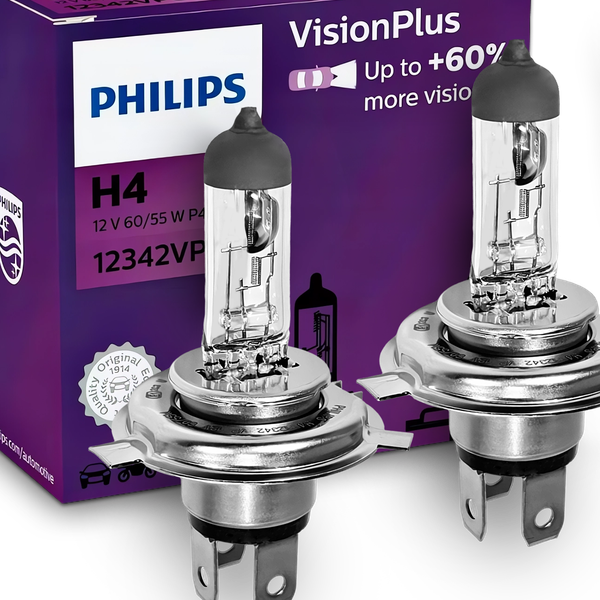 Żarówki H4 Philips VisionPlus 60% Więcej Światła 55W Kpl Drogowe Mijania - Arena.pl