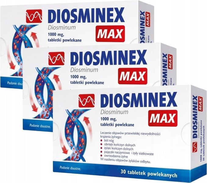 Diosminex Max diosmina żylaki 1000 mg 3 x 30 tab - Arena.pl
