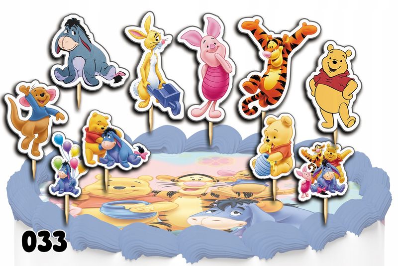 TOPPERY NA TORT OZDOBNE DEKORACJA ZESTAW - KUBUŚ PUCHATEK BAJKI 10szt ...