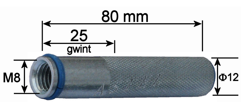 Tuleja gwintowana M8 do ściany - kotwa chemiczna - Arena.pl