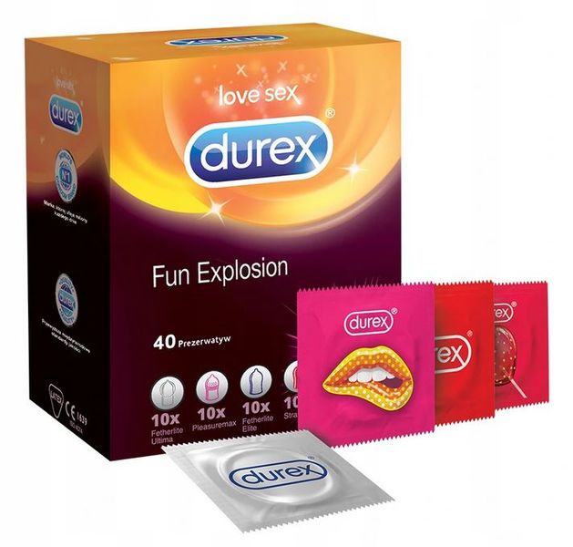 DUREX Fun Explosion Zestaw 4 Rodzaje Prezerwatyw 40szt - Arena.pl