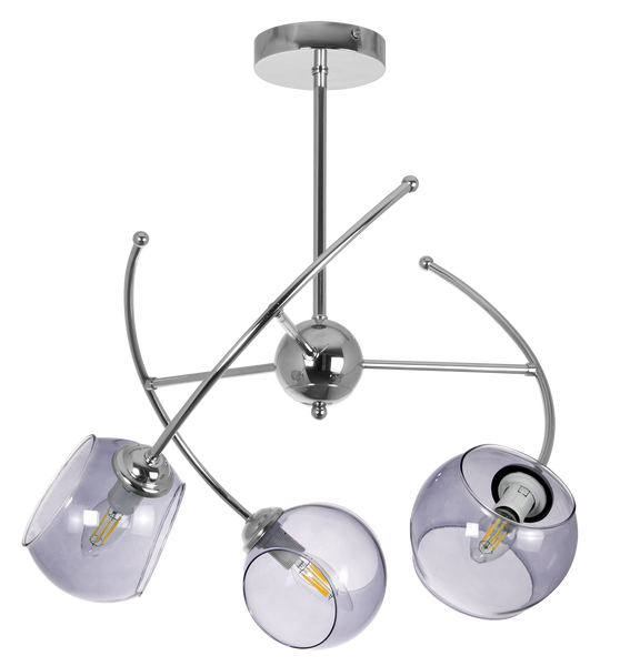 Kup Modernistyczna lampa sufitowa VEN 2690/3 szklana chrom przydymiona ...
