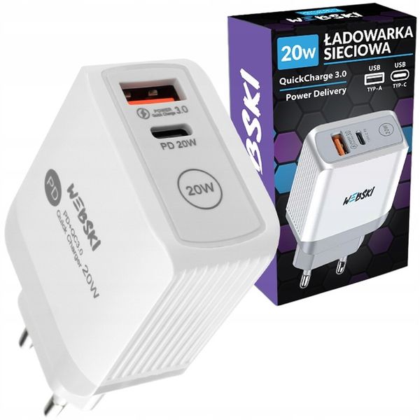 SZYBKA MOCNA ŁADOWARKA SIECIOWA KOSTKA ŁADUJĄCA DO TELEFONU USB C PD QC ...