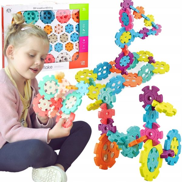 KLOCKI KONSTRUKCYJNE DUŻY ZESTAW WAFLE EDUKACYJNE 120 EL 3D STEM XXL ...