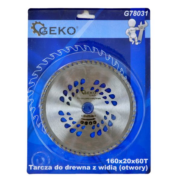 PIŁA TARCZA WIDIOWA DO CIĘCIA DREWNA 160x20 60 ZĘBÓW GEKO G78031 - Arena.pl