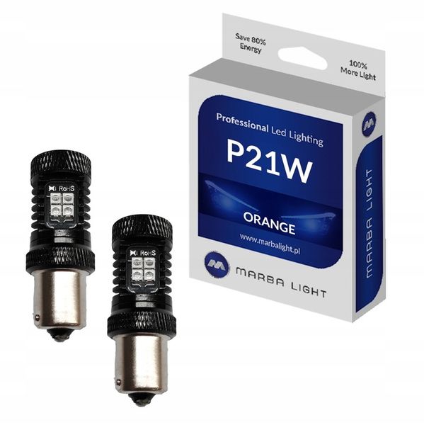 Kup ŻARÓWKI LED P21W POMARAŃCZOWE PRZEBIJA CZERWONE KLOSZE USA BMW MINI ...