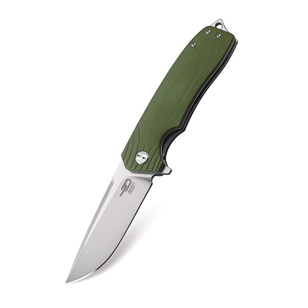 Nóż składany Bestech Lion Liner Lock Stonewash / Satin D2 Green G10 ...