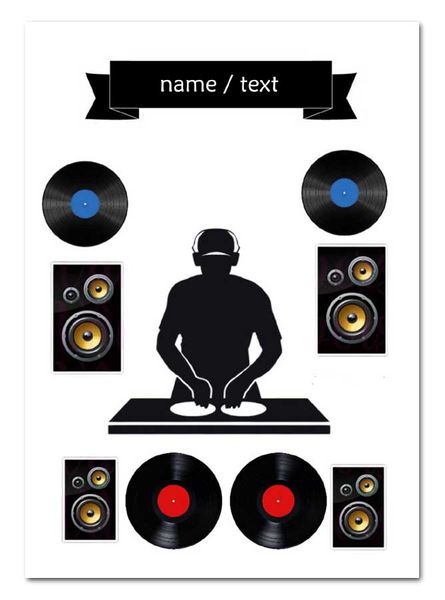 Wydruk cukrowy na tort A5 DJ muzyka klub napis DIY - Arena.pl
