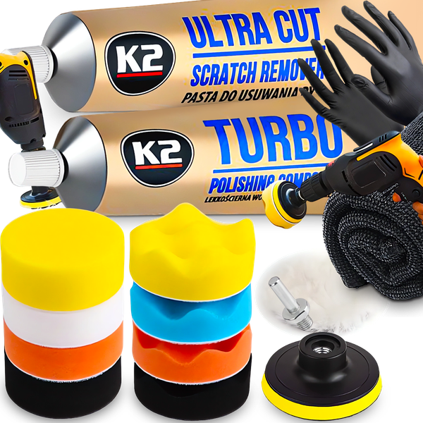 Kup K2 ULTRA CUT PASTA POLERSKA TURBO ZESTAW GĄBEK DO POLEROWANIA ...