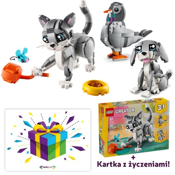 Kup LEGO Creator 3w1 Psotny kot ruchomy pies gołąb 31163 KARTKA Z ŻYCZENIAMI na arena.pl i ciesz ...