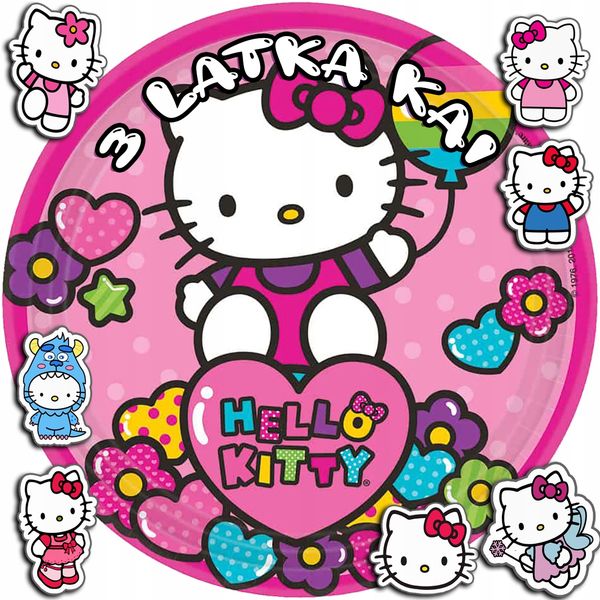 Kup OPŁATEK NA TORT 30CM - KOTEK KOTKI HELLO KITTTY + IMIĘ + GRATIS ...
