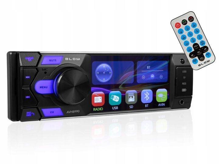 RADIO SAMOCHODOWE 1-DIN EKRAN 4 CALE BLUETOOTH USB RDS PILOT BATERIA ...