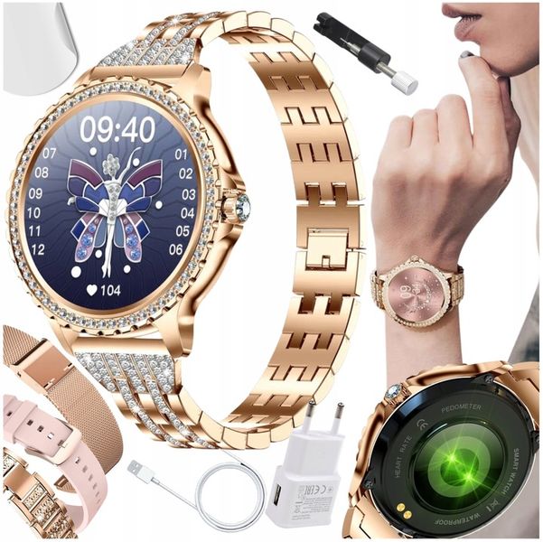 Kup SMARTWATCH DAMSKI DLA KOBIETY ELEGANCKI CYRKONIE ROZMOWY ...