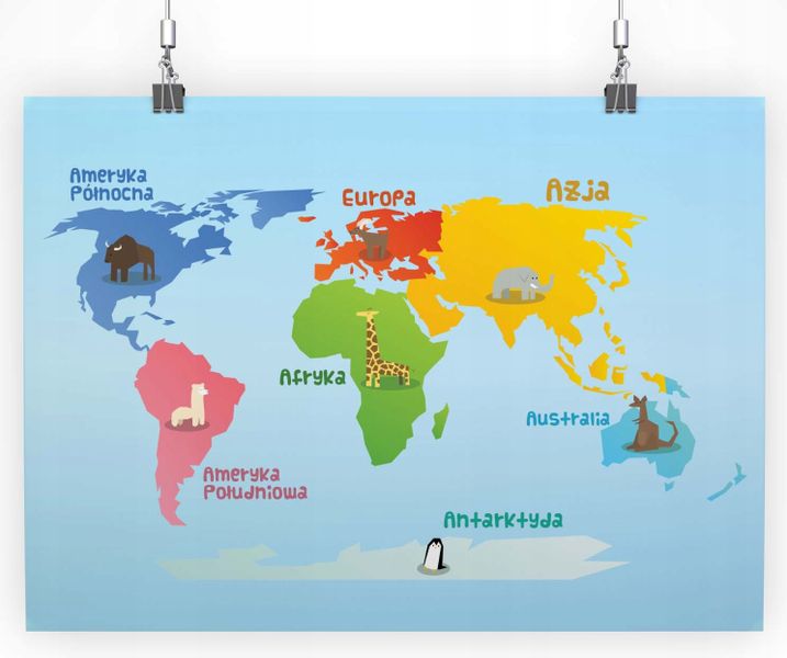 Plakat edukacyjny A4 MAPA ŚWIATA 01 - Arena.pl