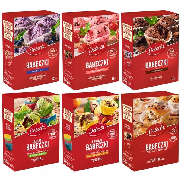 Babeczki czekoladowe owocowe mix 6 smaków Delecta 280g/300g z ...