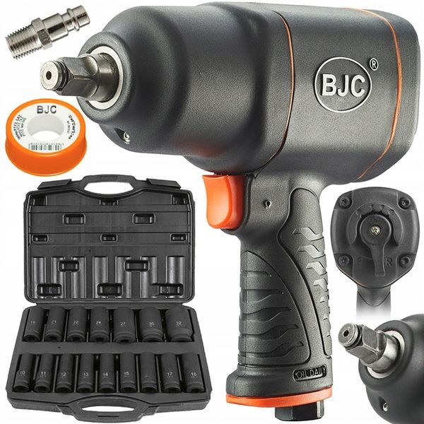 KLUCZ PNEUMATYCZNY UDAROWY z udarem DO KÓŁ kompresora 1/2 BJC + NASADKI - Arena.pl