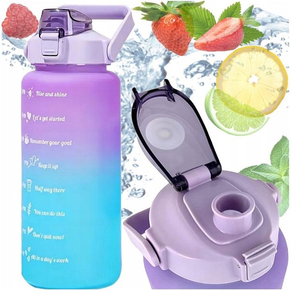 BUTELKA MOTYWACYJNA BIDON NA WODĘ NA SIŁOWNIĘ DO SZKOŁY MIARKA 2000ml 2L - Arena.pl