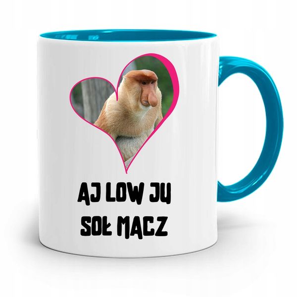 Kubek Błękitny Nosacz Janusz Aj Low Ju Soł Macz Z Nadrukiem Ze Zdjęciem - Arena.pl