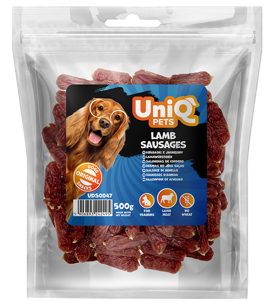 UNIQ PETS Przysmak dla psa kiełbaski z jagnięciny - przekąska 500g ...