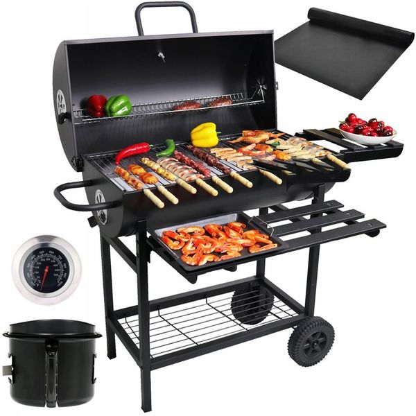 GRILL OGRODOWY WĘGLOWY POPIELNIK BECZKA PRIMAVEO SKŁADANE PÓŁKI ...