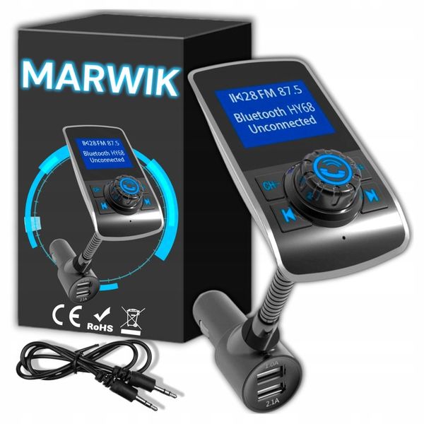 Kup TRANSMITER BLUETOOTH FM SAMOCHODOWY ZESTAW GŁOŚNOMÓWIĄCY NA AUX 2x ...